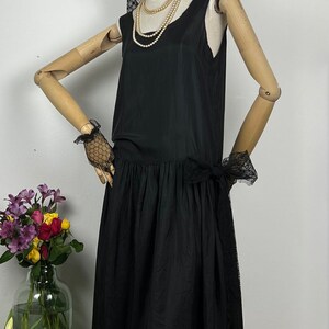Christina Abbott 50s Does 20s Silk Flapper Dress/ Vintage Black Silk ...