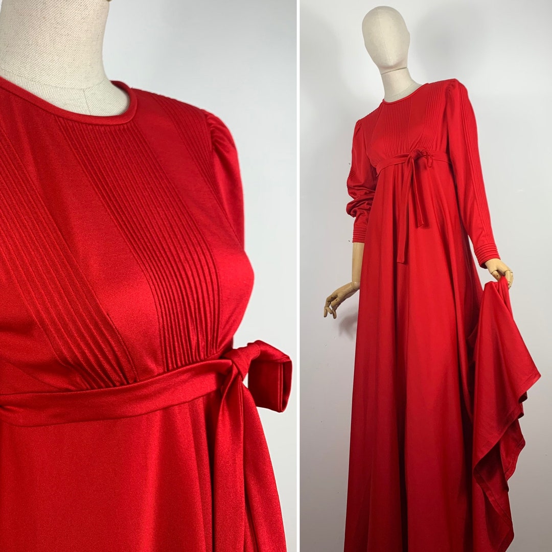 Jean Varon 70s Party Maxi Dress/ Vintage Jean Varon Satin Belted Dress ...