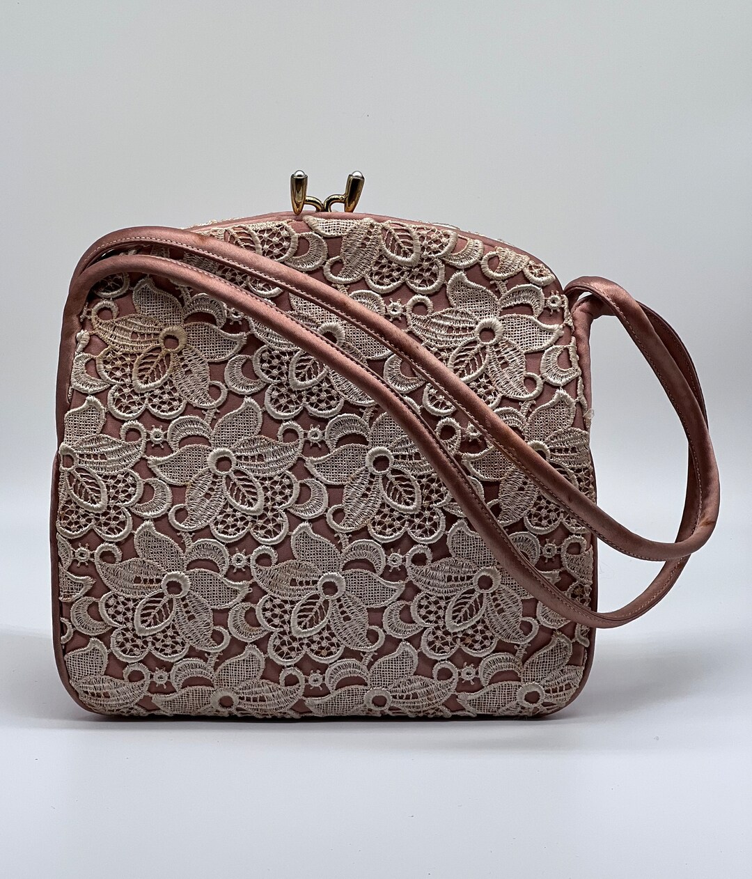 Waldybag 40s Silk Crochet Handbag/ Vintage 40s Floral Crochet Bag ...