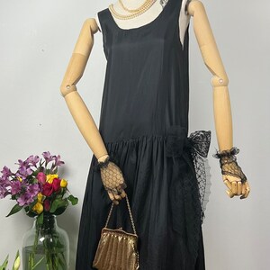 Christina Abbott 50s Does 20s Silk Flapper Dress/ Vintage Black Silk ...