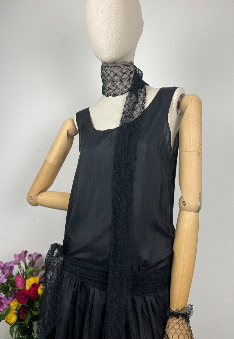 Christina Abbott 50s Does 20s Silk Flapper Dress/ Vintage Black Silk ...