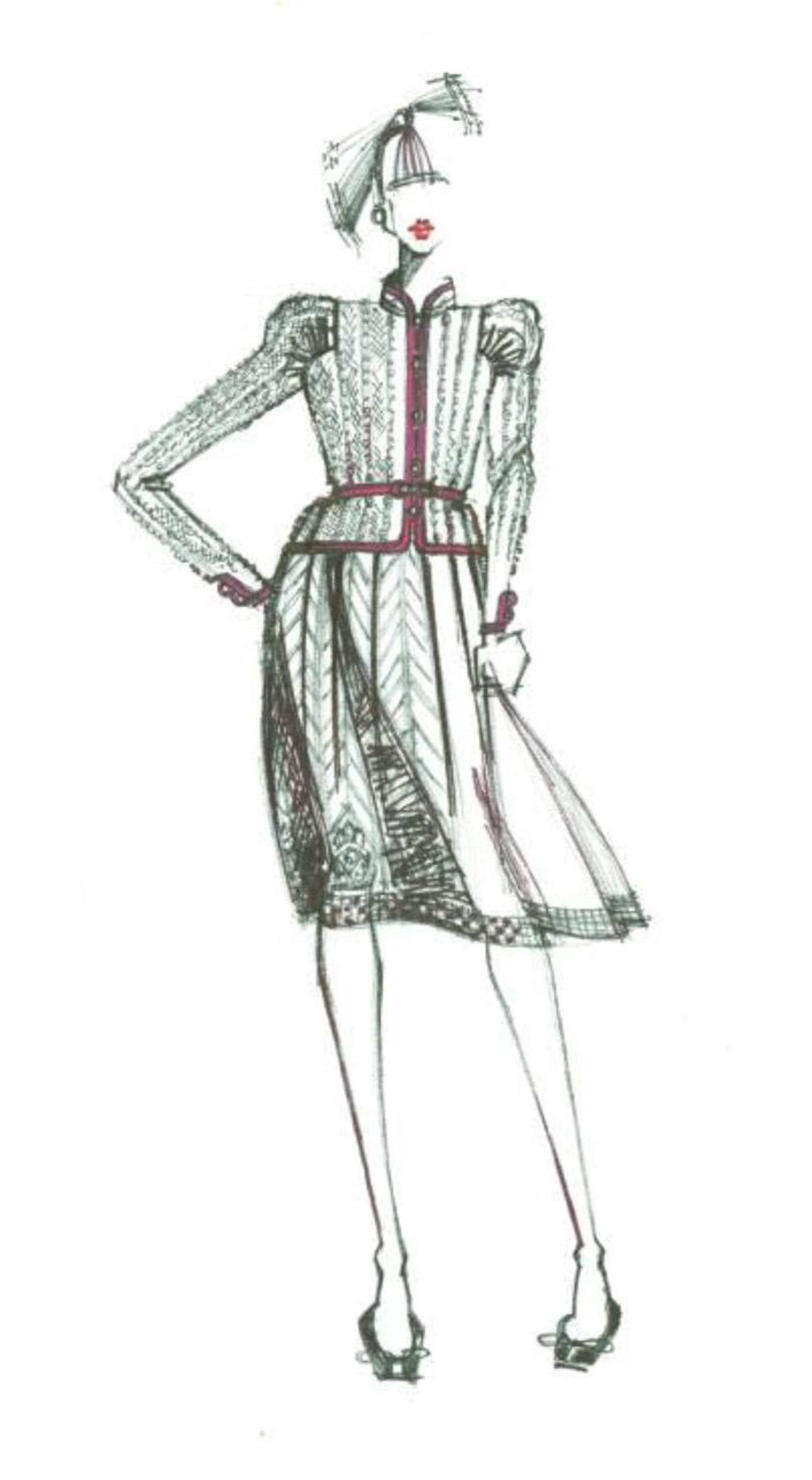 Bill Gibb 80s Knitted Skirt Set/ Collectable Designer Suit/ Bill Gibb ...