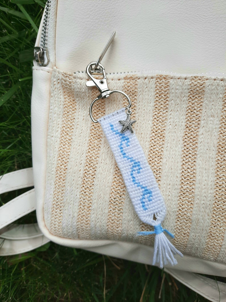 Ocean Wave Keychain With Starfish Charm, Preppy Aesthetic Pura Vida ...