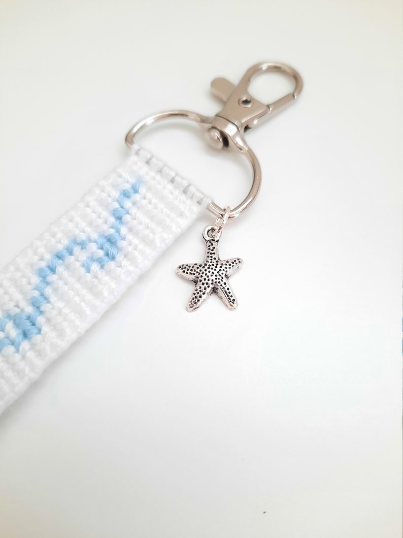 Ocean Wave Keychain With Starfish Charm, Preppy Aesthetic Pura Vida ...