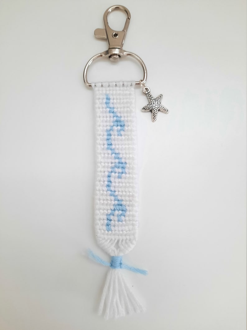 Ocean Wave Keychain With Starfish Charm, Preppy Aesthetic Pura Vida ...