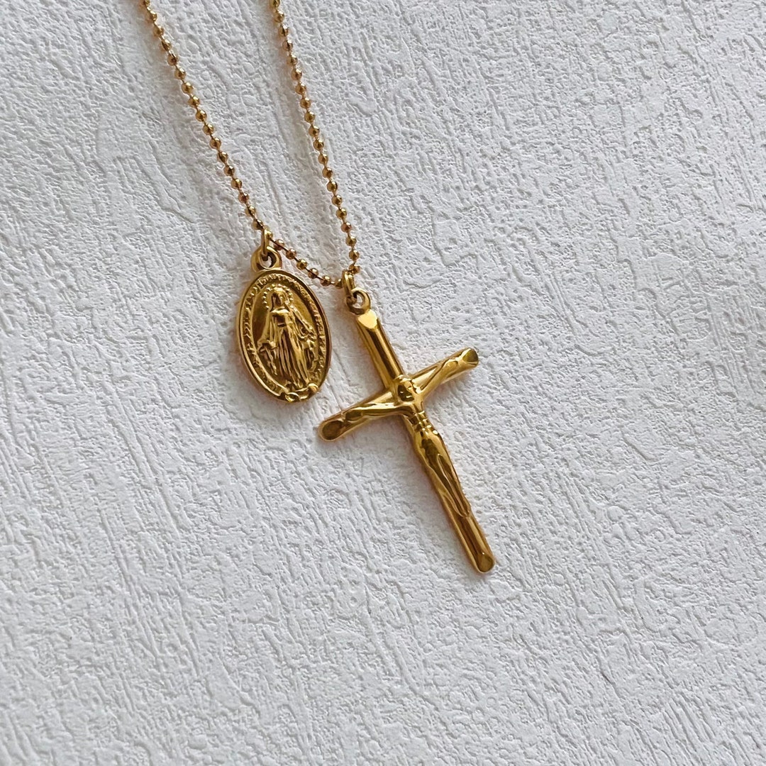 Crucifix Necklace, Waterproof Necklace, 18K Pvd Gold Filled Necklace ...