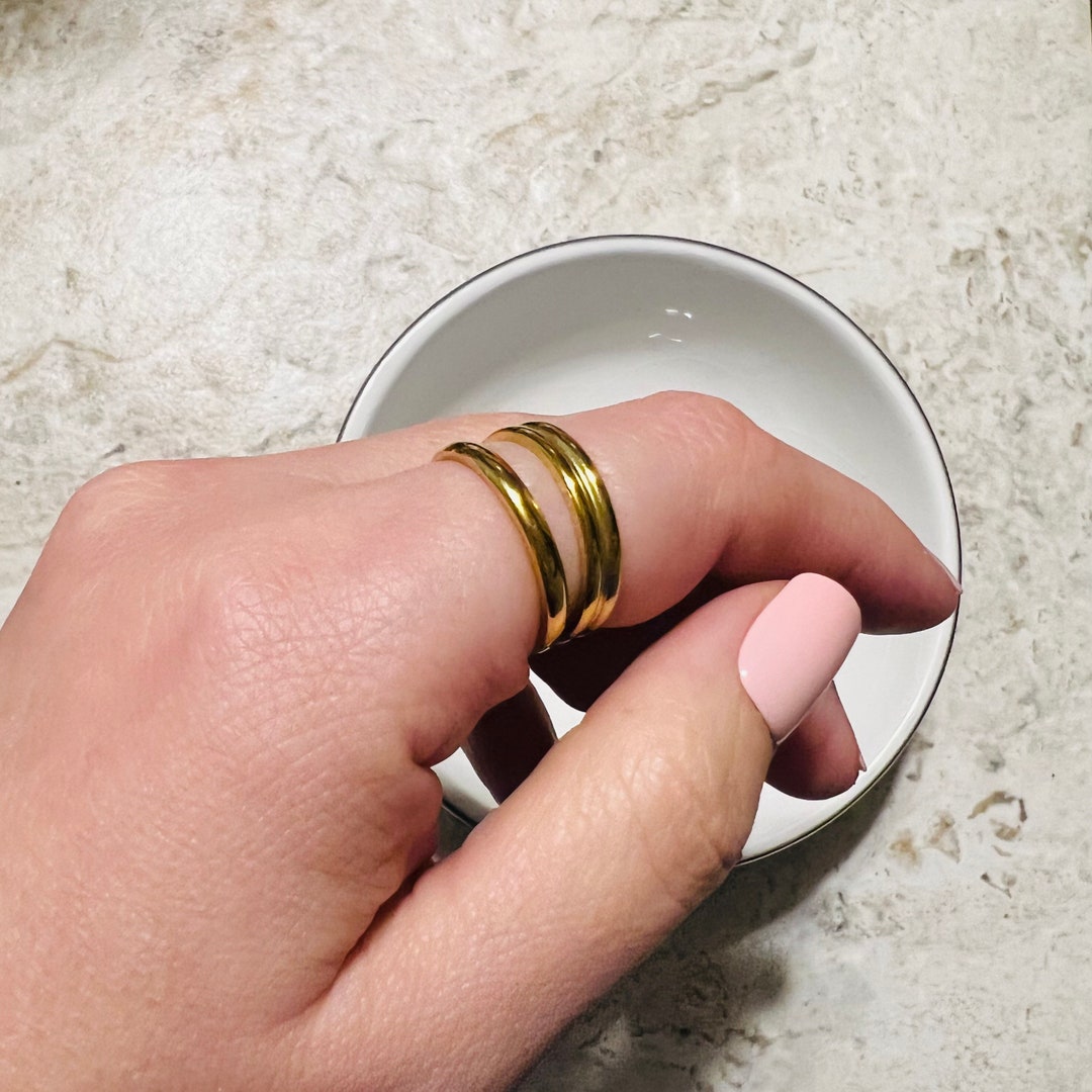 Non Tarnish Ring, Double Band Ring, 3 Hoops Minimalist Ring Set ...
