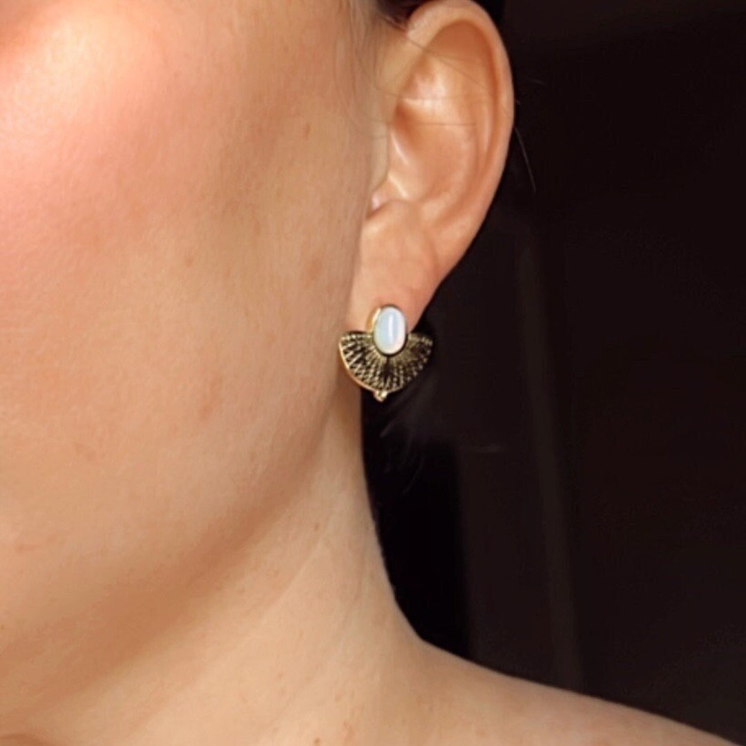 Fan Earrings 18k Gold Filled Earrings Waterproof Earrings - Etsy