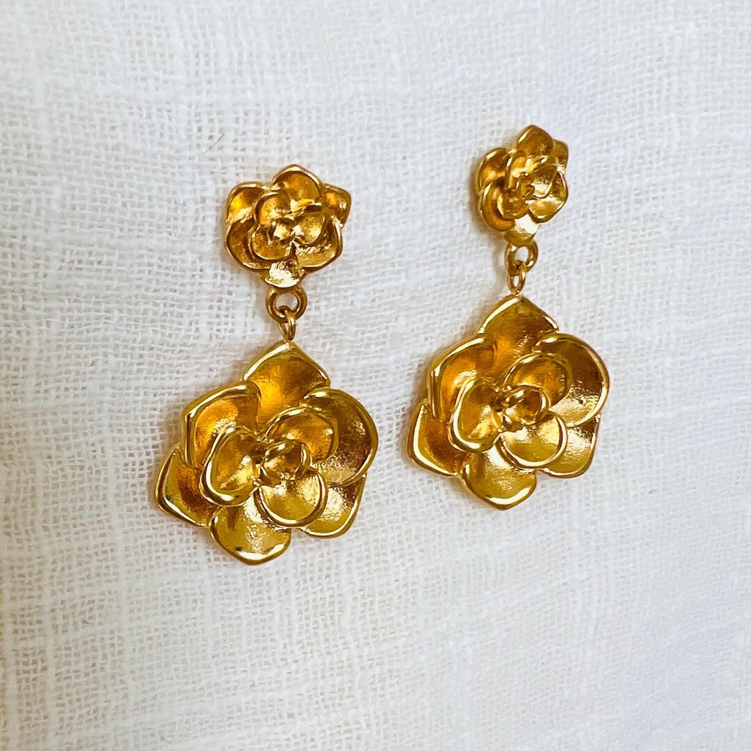 Cherry Blossom Earrings, Waterproof Earrings, Sakura Earrings, 18K Pvd ...