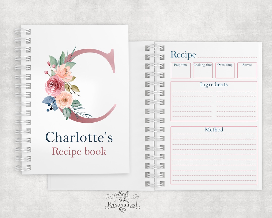 Personalised Recipe Book, Floral Initial, Cooking Gift, Mothers Day ...