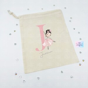 Personalised Drawstring Bag, Ballet Initial, Character Bag, Ballet Shoe ...