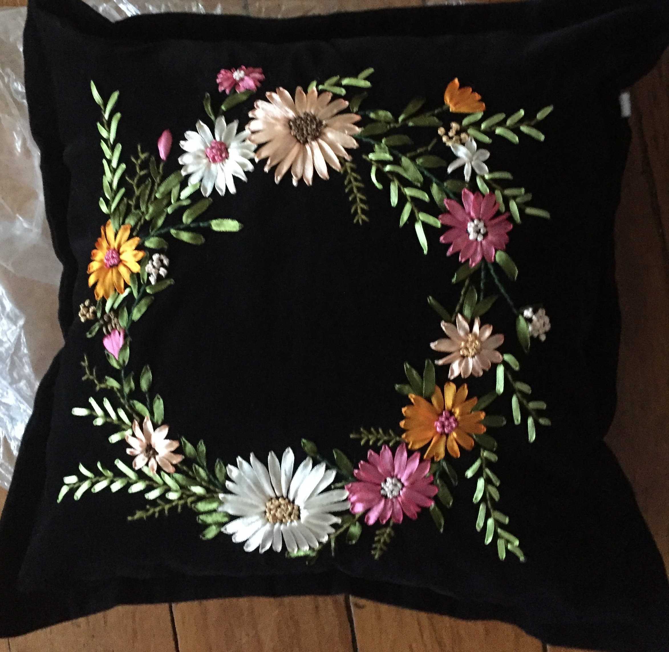 Ribbon Embroidered Pillow Cover - Etsy