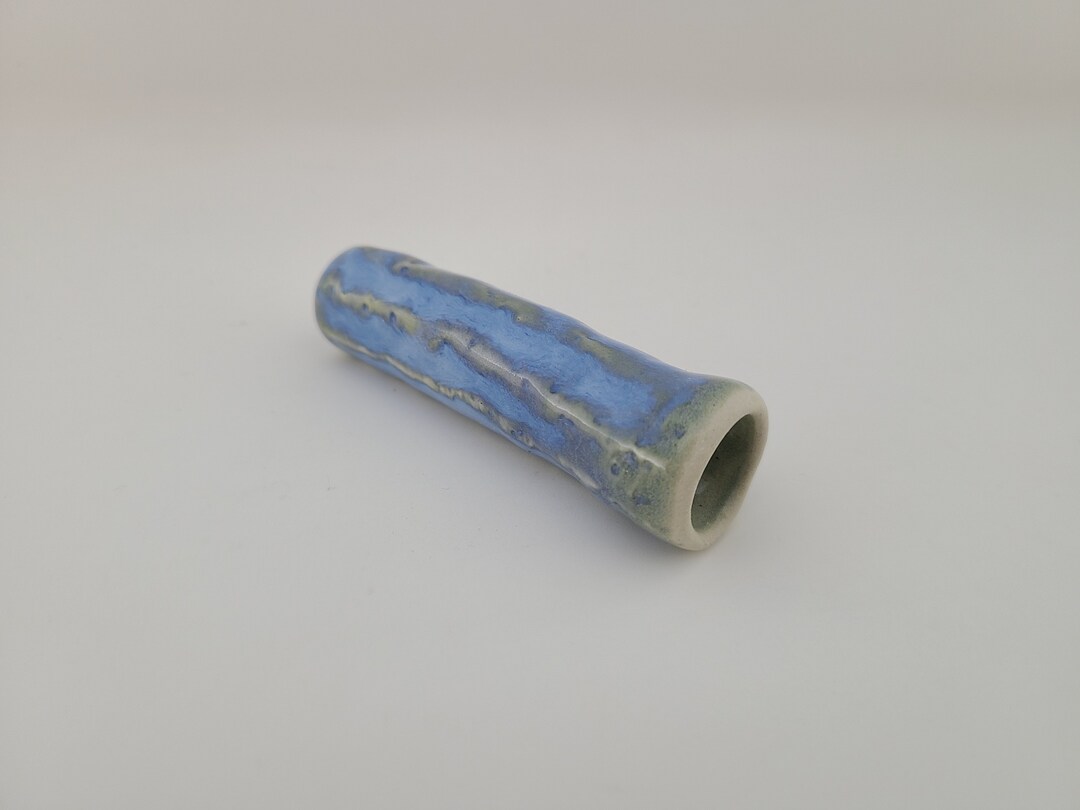 CHILLUM Mini Pipe Thinline Crater Seashell Blue Handmade Ceramic 647 ...