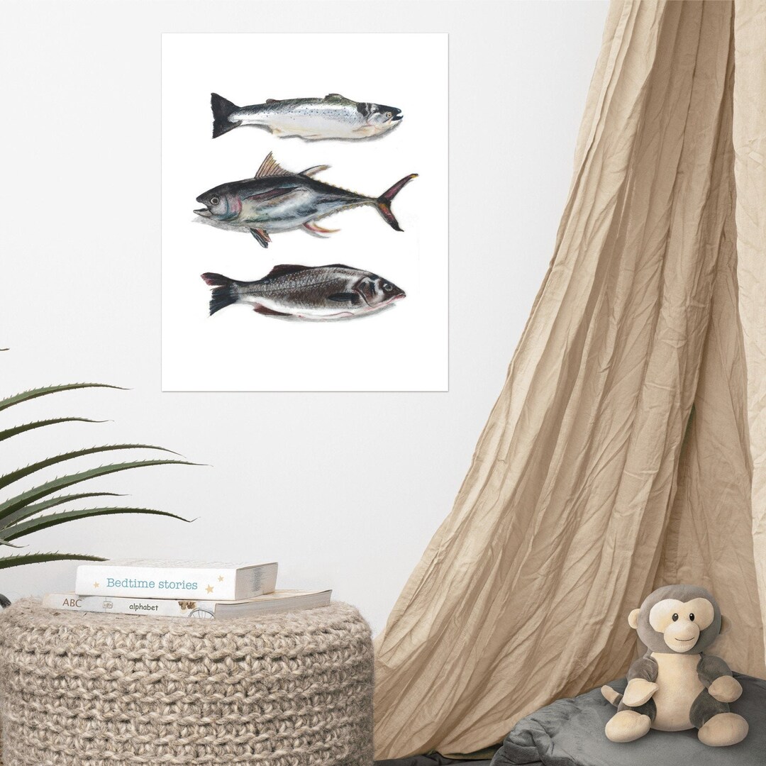 Fish Pencil Drawing Ocean Water Lake Salmon Tuna Sea Bass Wildlife ...
