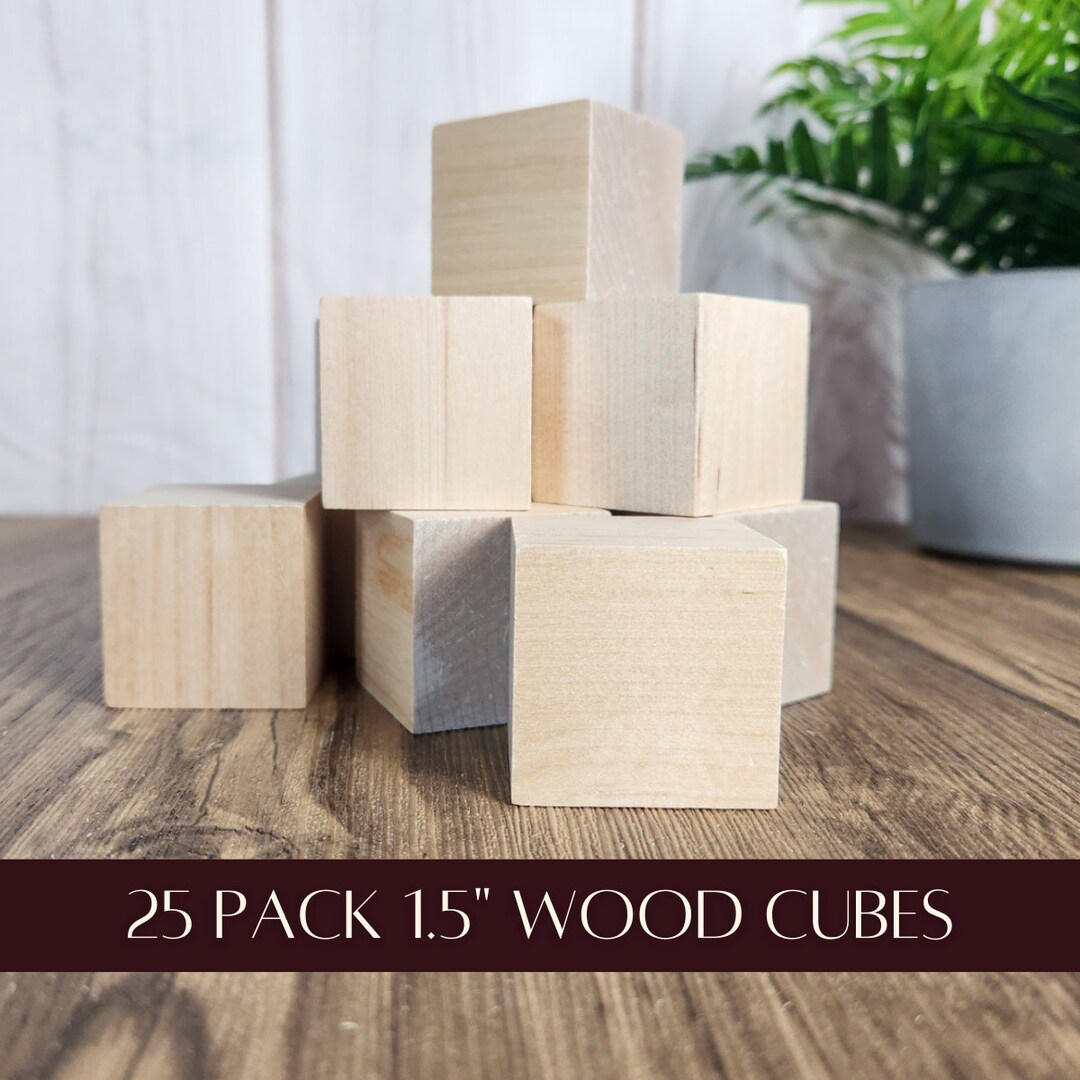 Set of 25 Unfinished Wood Blocks for Crafts, Ready to Paint Sanded Wood ...
