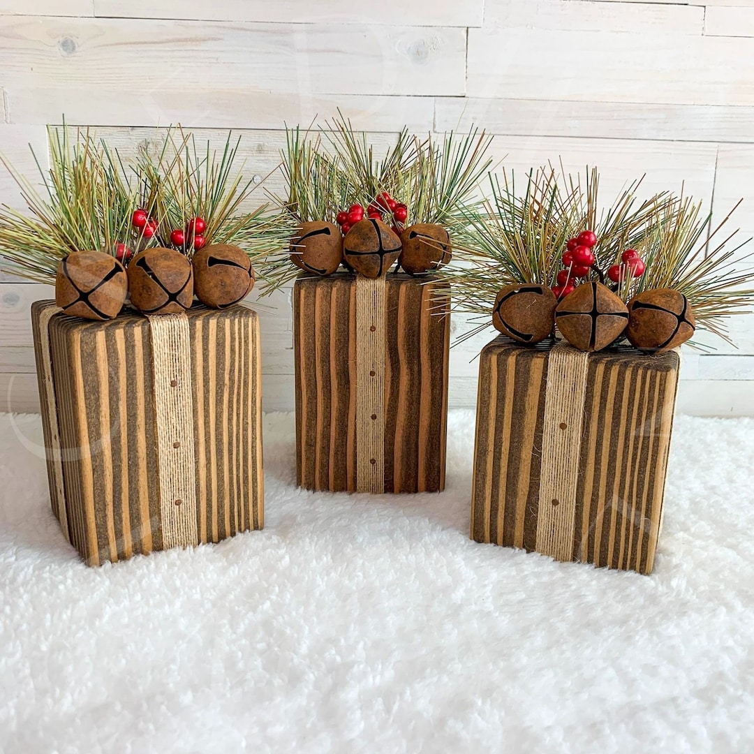 Rustic Christmas Presents Wood Holiday Decorations Wooden - Etsy
