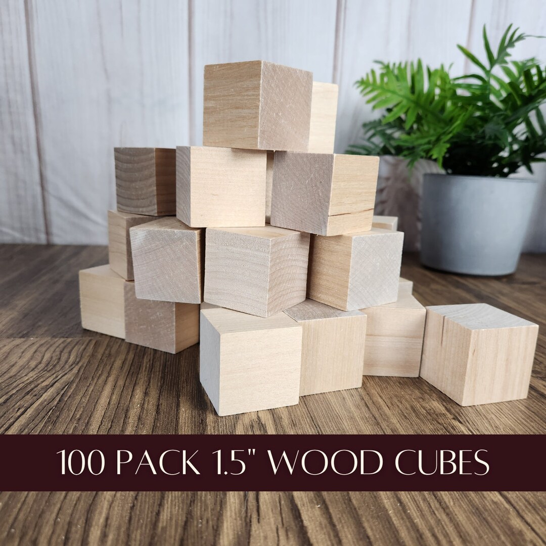1.5 Inch Wood Blocks, Bulk Wood Crafting Blocks, Unfinished Wooden Cube ...