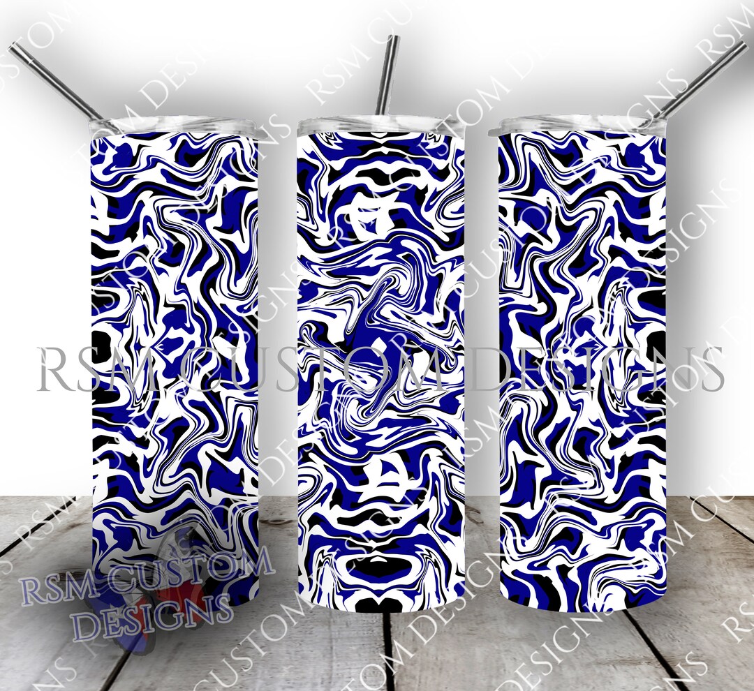 Blue Black White Swirl | Seamless Design | Straight Tumbler Template ...