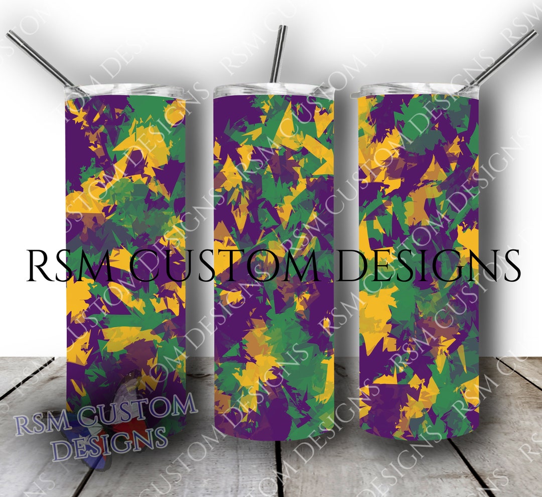 Purple Green Yellow | Mardi Gras | Vacation | Straight Tumbler Template ...