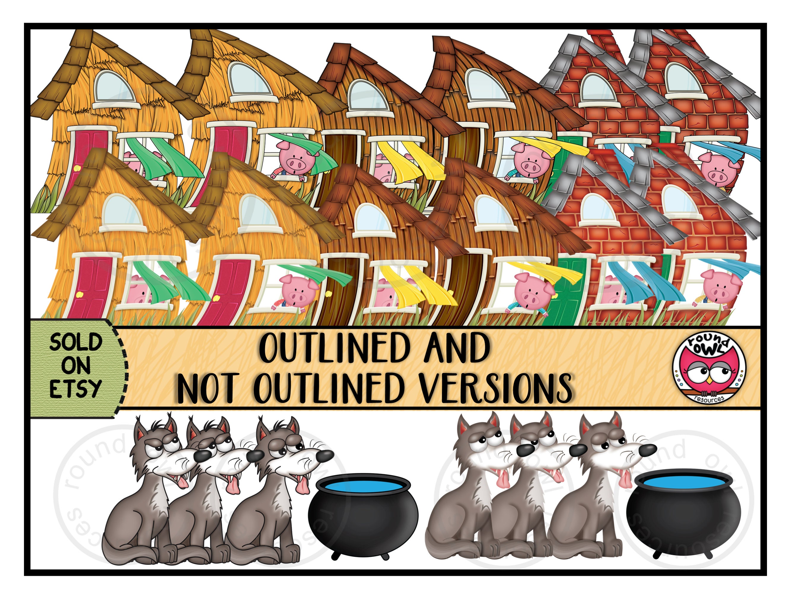 Three Little Pigs Clipart BUNDLE - Etsy