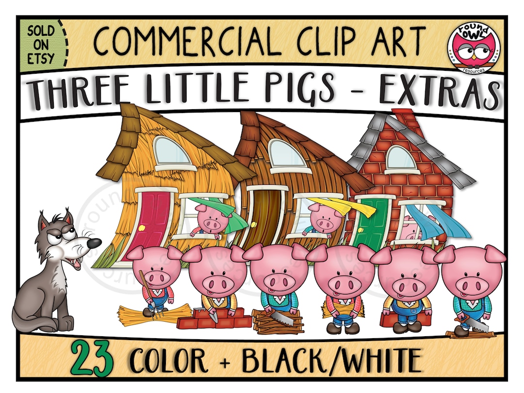 Three Little Pigs Clipart Extras - Etsy