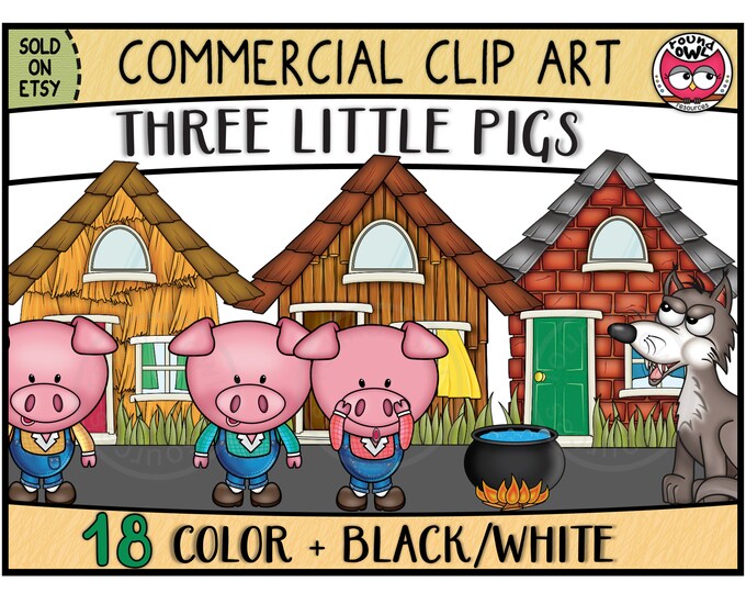 3 Little Pigs and Brick House Collection - Adorable PNG Illustrations ...