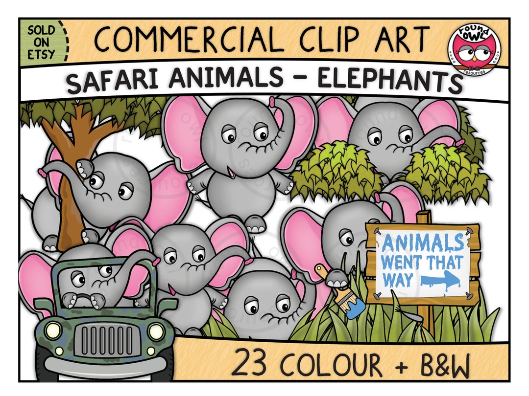 Animal Safari Clipart - Elephants - Etsy
