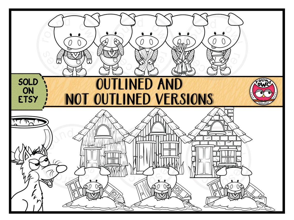 Three Little Pigs Clipart BUNDLE - Etsy