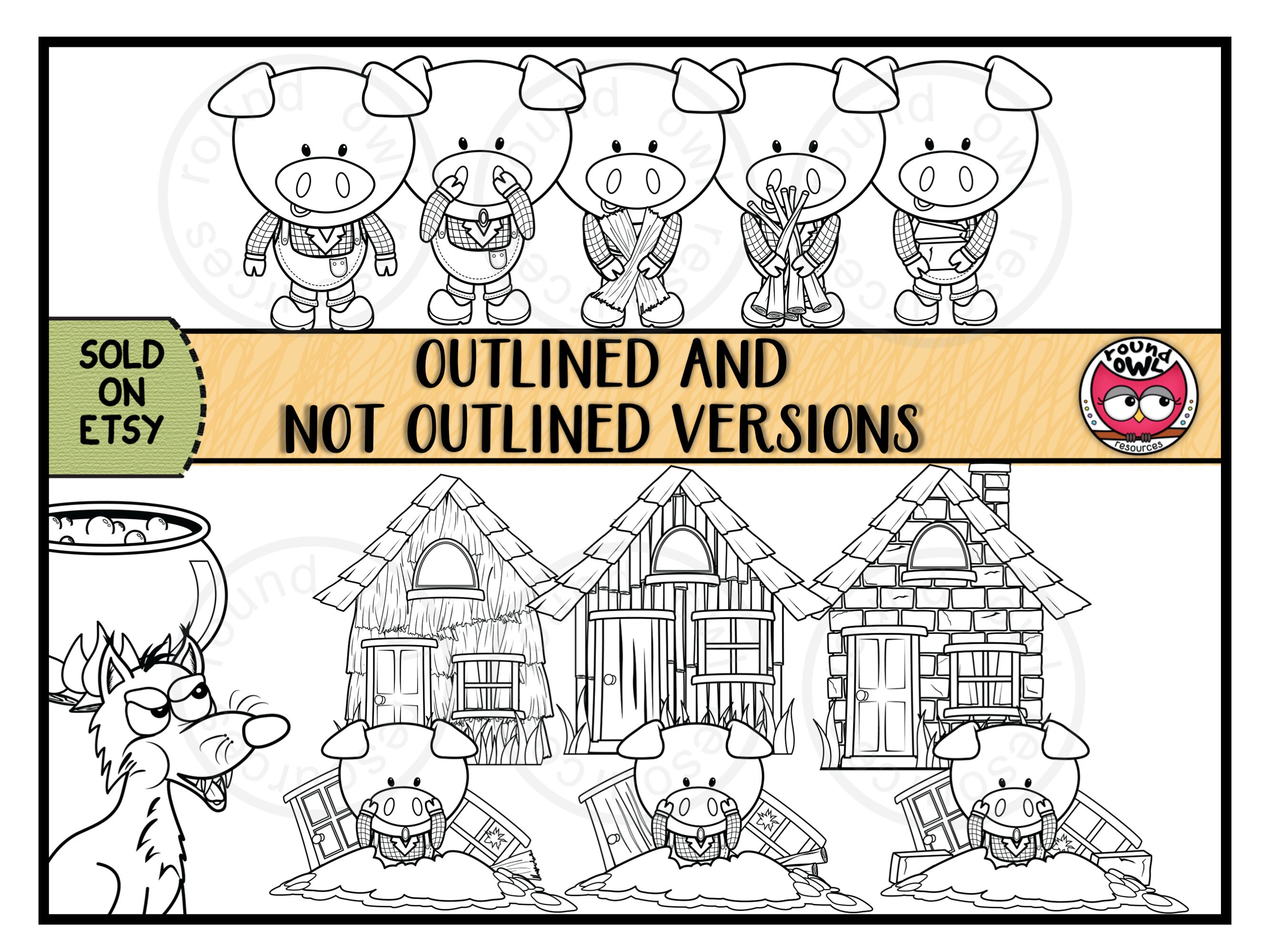 Three Little Pigs Clipart BUNDLE - Etsy