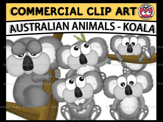 Australian Animals Clipart Koala - Etsy