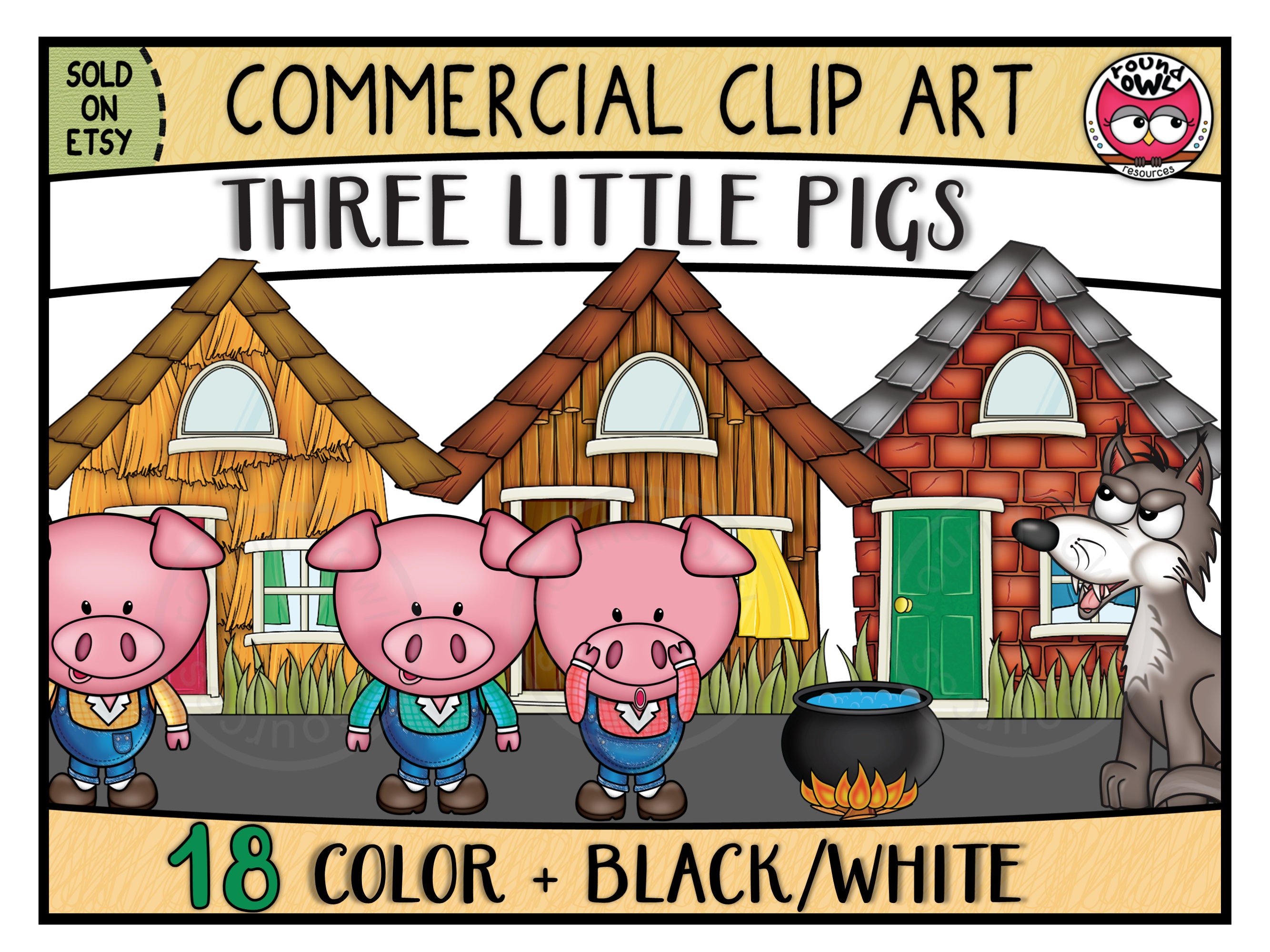 Three Little Pigs Clipart BUNDLE - Etsy