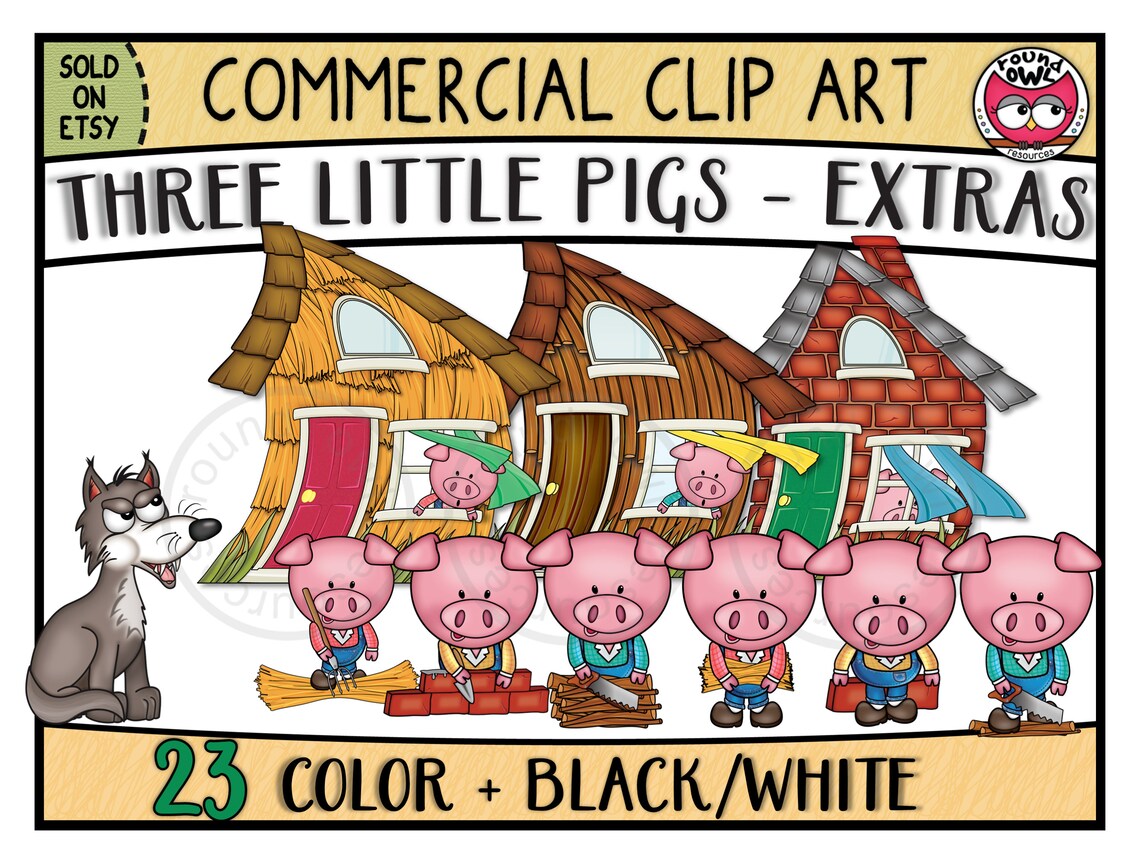 Three Little Pigs Clipart BUNDLE - Etsy