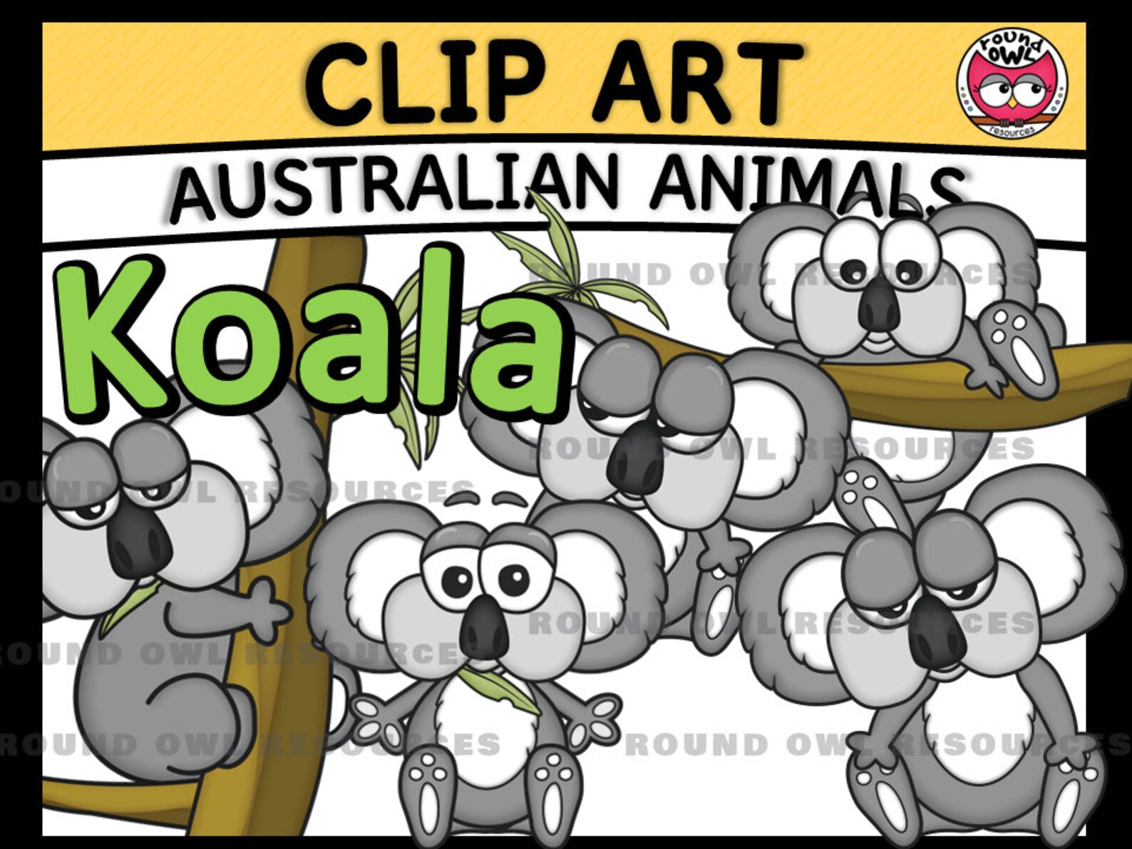 Australian Animals Clipart - Koala Outlined - Etsy