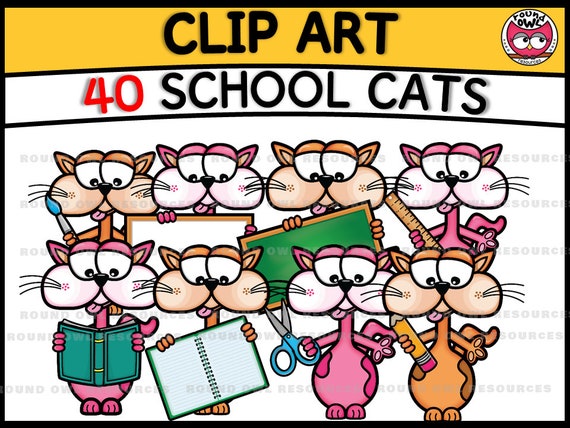 School Cats Clipart | Etsy