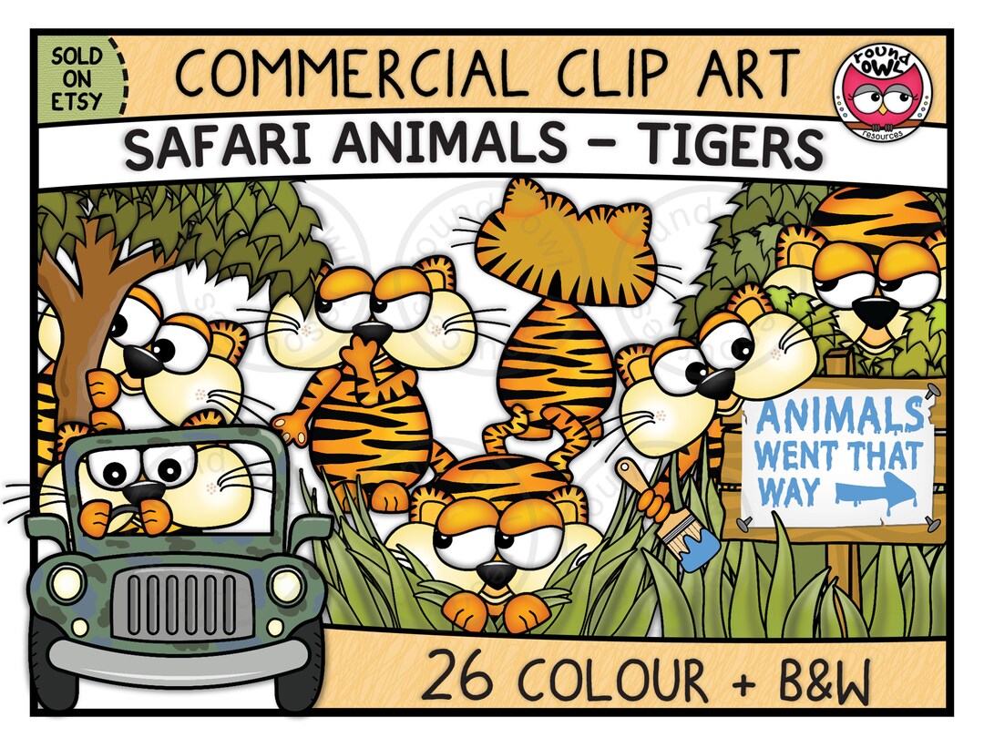 Animal Safari Clipart - Tigers - Etsy