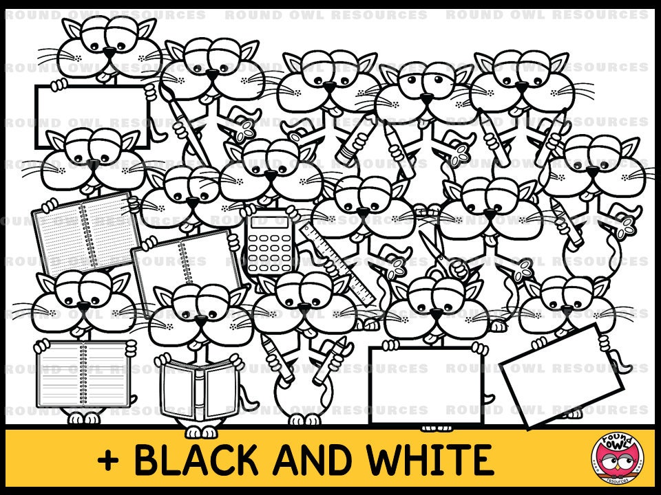School Cats Clipart - Etsy