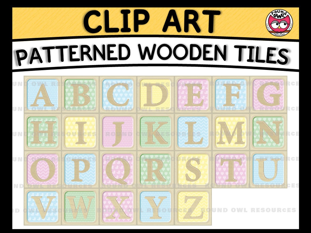 Alphabet Patterned Wooden Tiles - Etsy