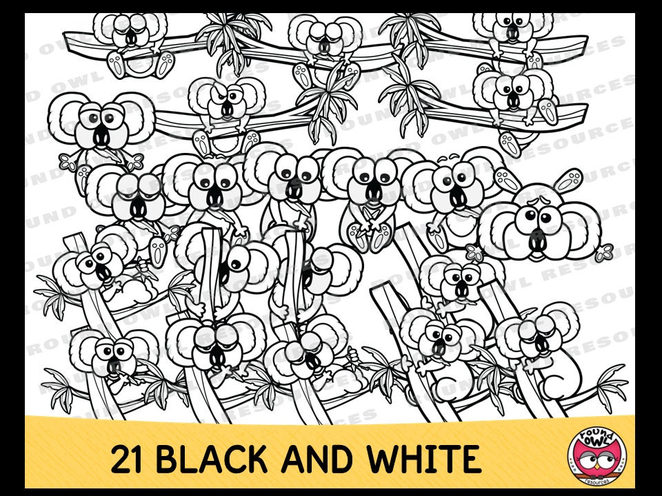 Australian Animals Clipart - Koala Outlined - Etsy