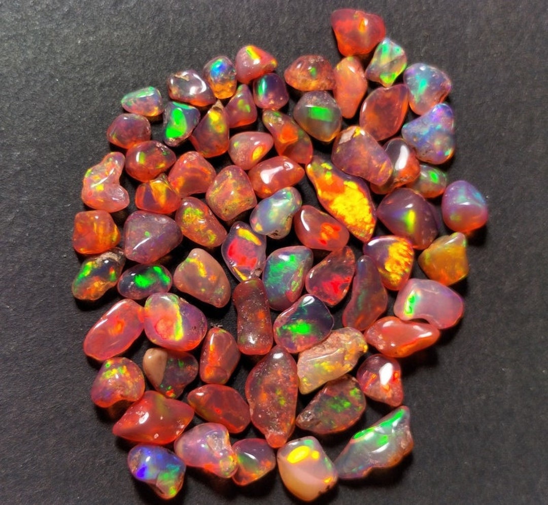 100 PCS AAA QUALITY Ethiopian Opal Red Colour Polished Rough Natural ...