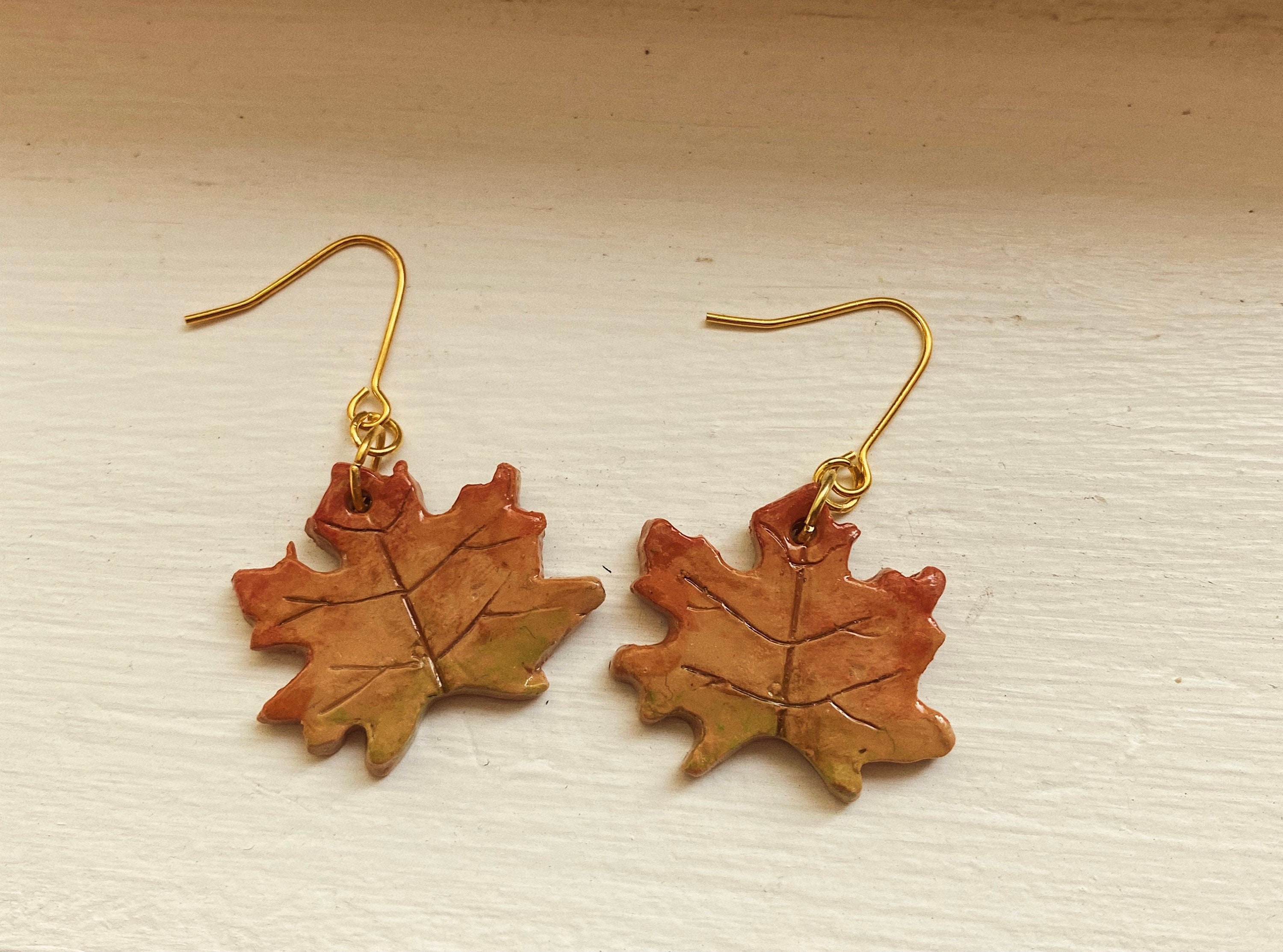 Hand Painted Maple Leaf Fall Earrings - Etsy
