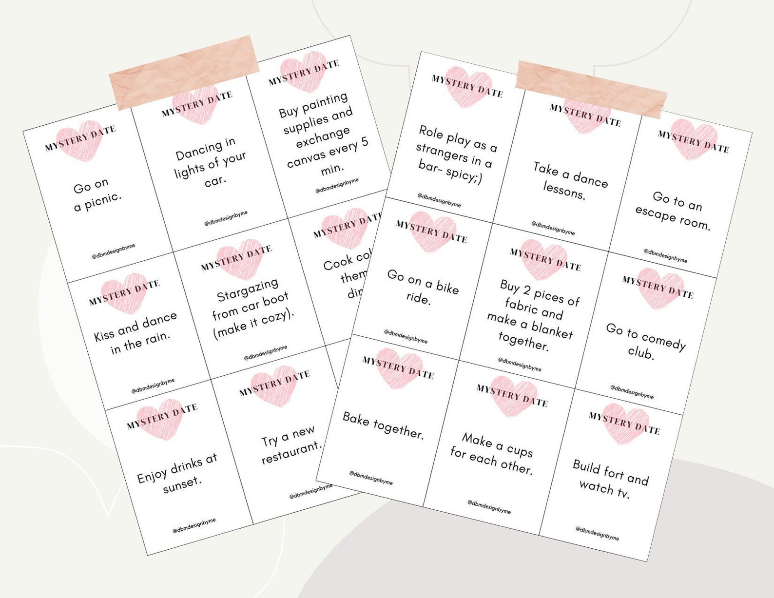 Printable Mystery Date Ideas, 54 Dates, Weekly Date Ideas, Gift for ...