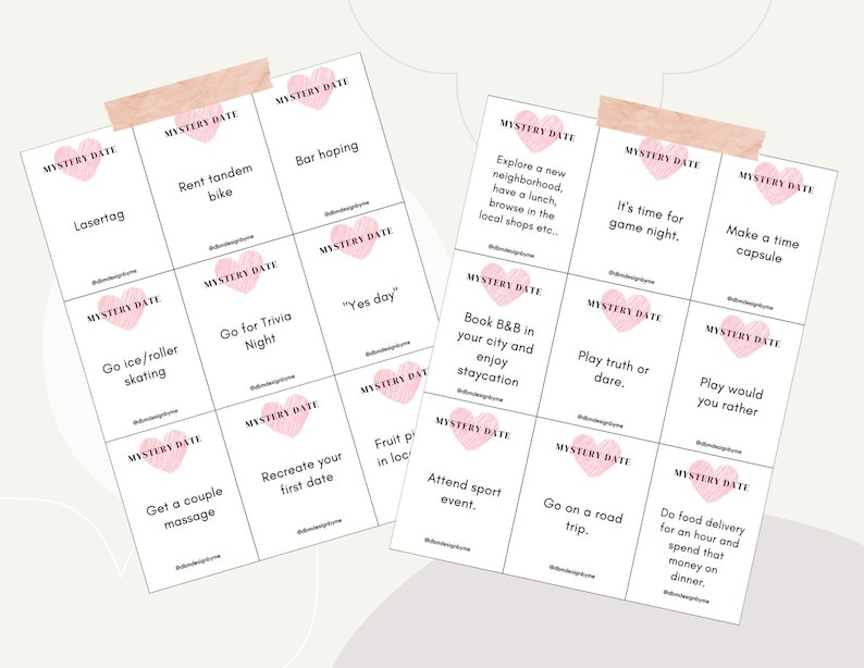 Printable Mystery Date Ideas, 54 Dates, Weekly Date Ideas, Gift for ...