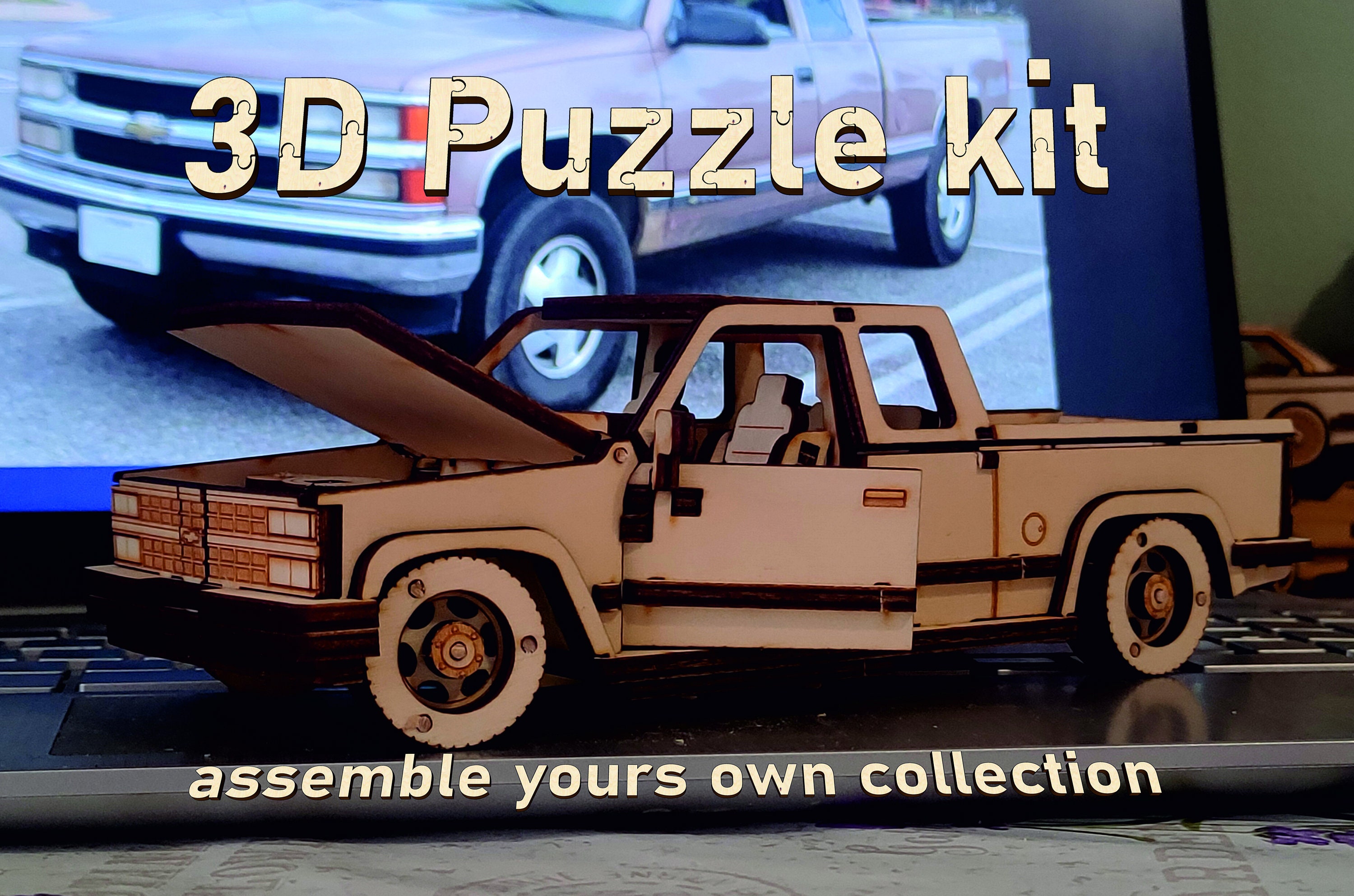 3d-puzzle Kit Inspired by a Chevy Silverado '90s, Mini-model, Uniqe ...