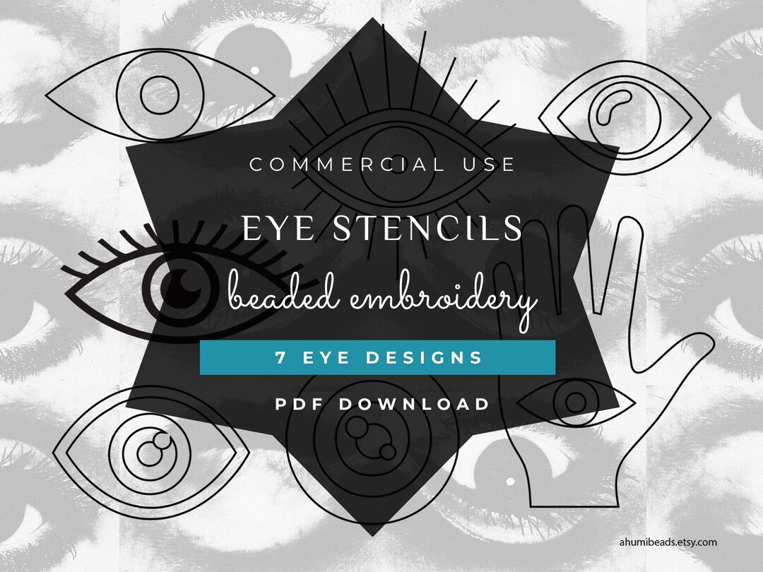 Eye Bead Embroidery Stencils – Eyes Template PDF | 7 Printable Designs ...
