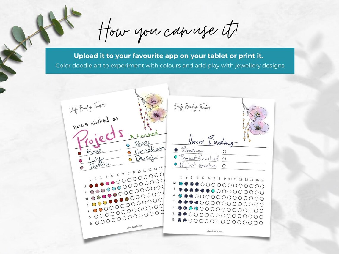 Daily Beading Tracker – Printable PDF for Beadwork, Project Planning ...