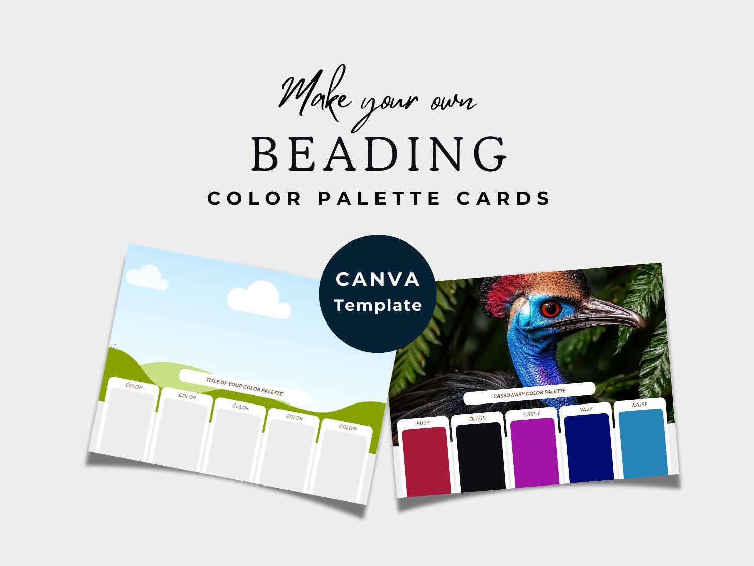 Beading Color Palette Card Template: Canva Editable Jewelry Design ...