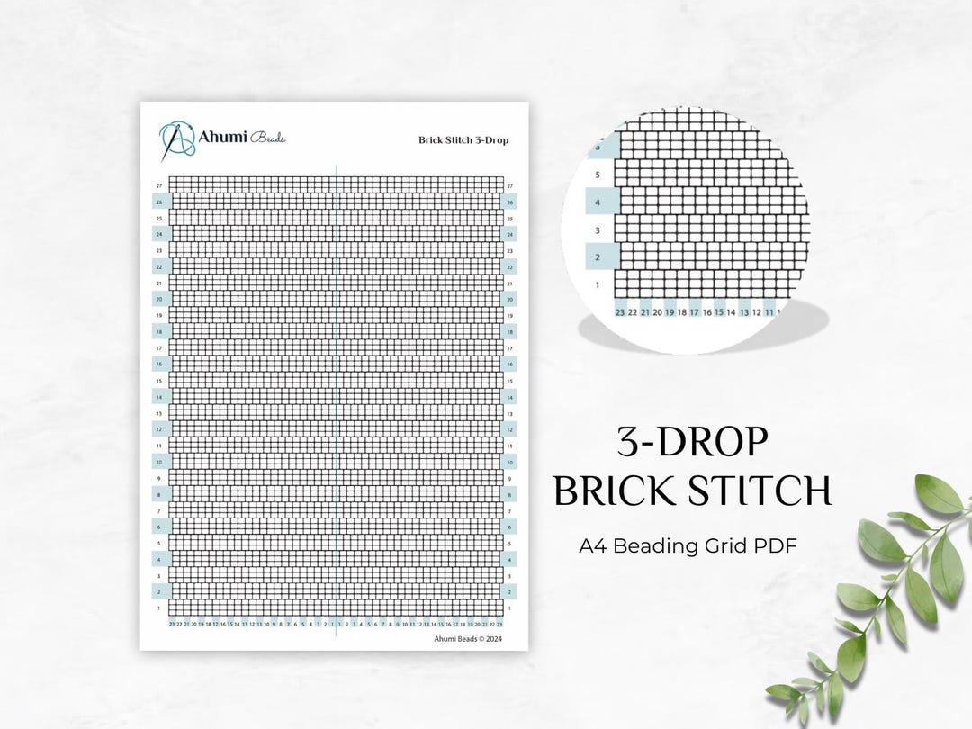 Brick Stitch Beading Graph Paper: 3-drop A4 Printable (PDF) - Etsy