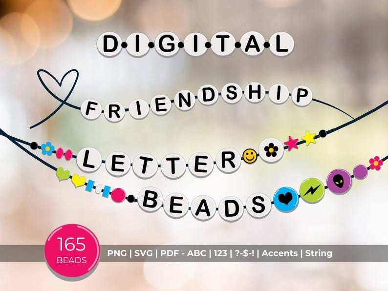 Digital Letter Beads: Friendship Bracelet Design (PNG SVG PDF) - Etsy