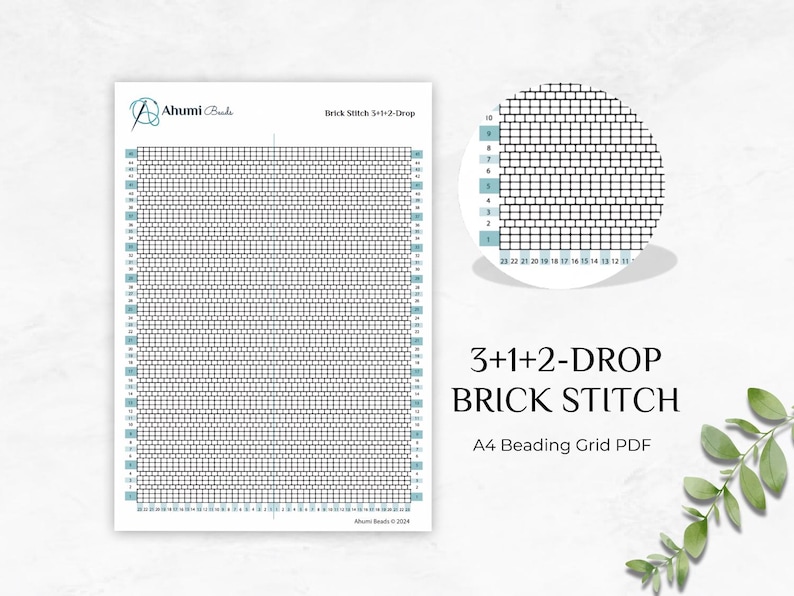 Brick Stitch 3+1+2-drop Beading Grid Paper, Single A4 Printable Beading ...