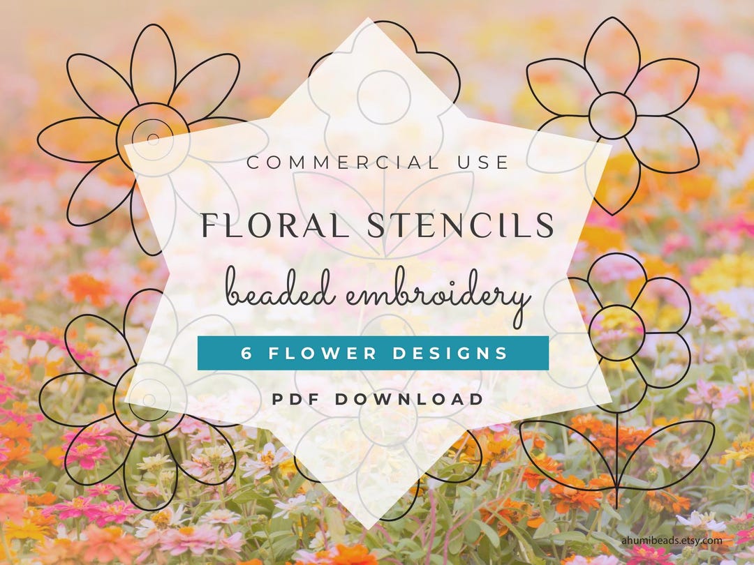 Flower Bead Embroidery Stencils, Floral Templates for Beadwork, DIY ...